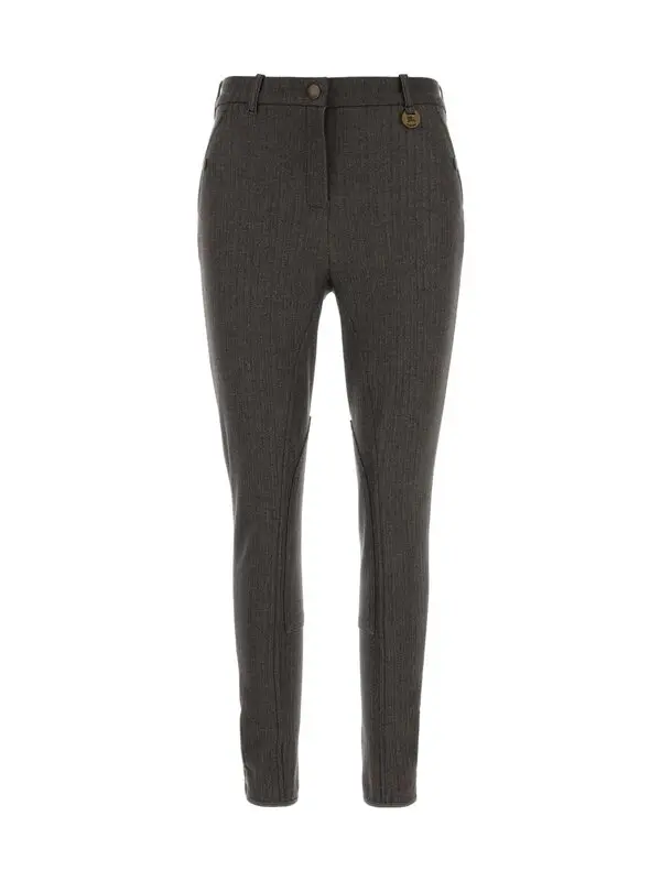 Burberry Embroidered Stretch Cotton Pants - Multicolor