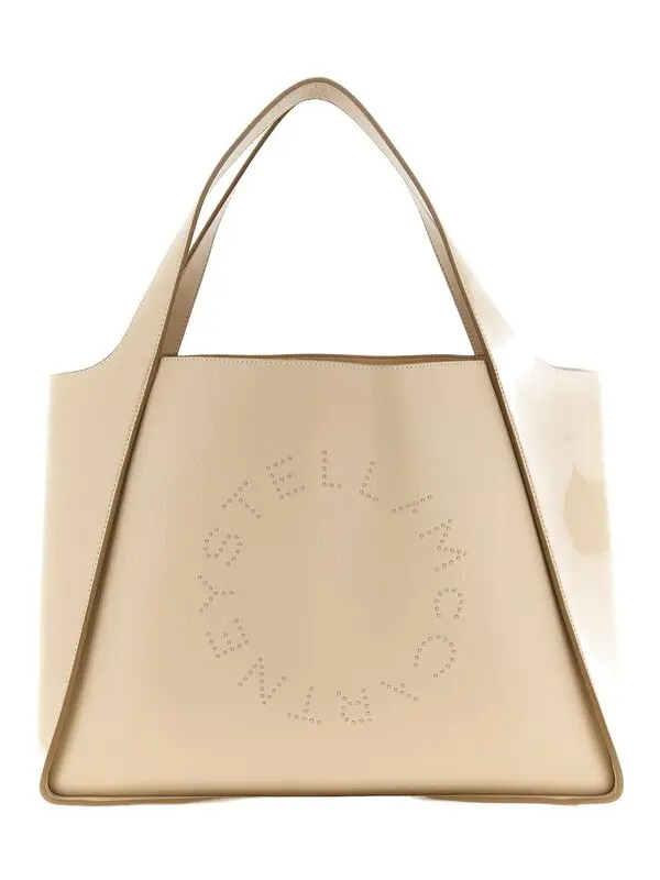 Stella McCartney Logo Shopping Bag In Grainy Alter Mat - Cream