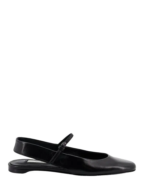TOTEME Leather Ballerinas With Adjustable Buckle Strap - Black