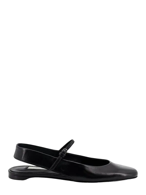 TOTEME Leather Ballerinas With Adjustable Buckle Strap - Black