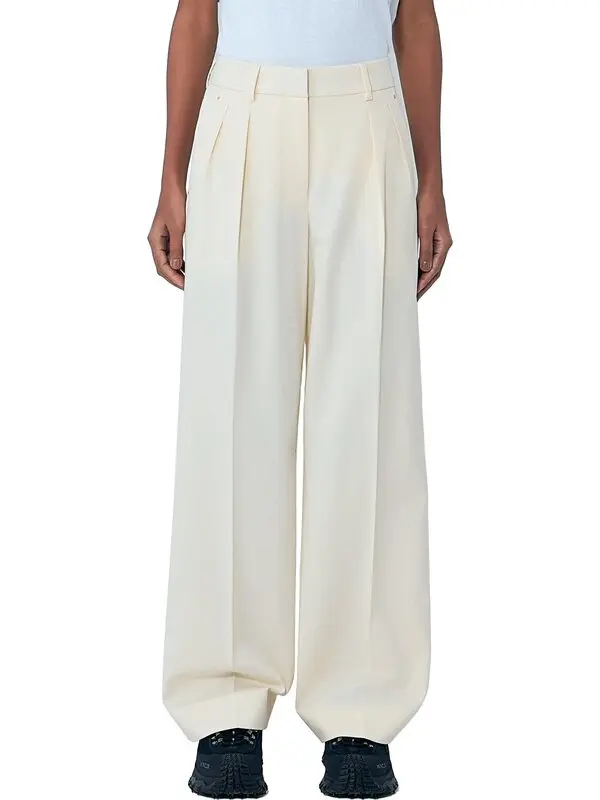 Moncler Cotton Gabardine Wide-leg Tailored Trousers - Multicolor