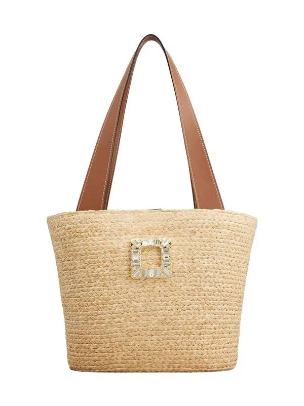 ROGER VIVIER Small Raffia Shopping Bag - Multicolor
