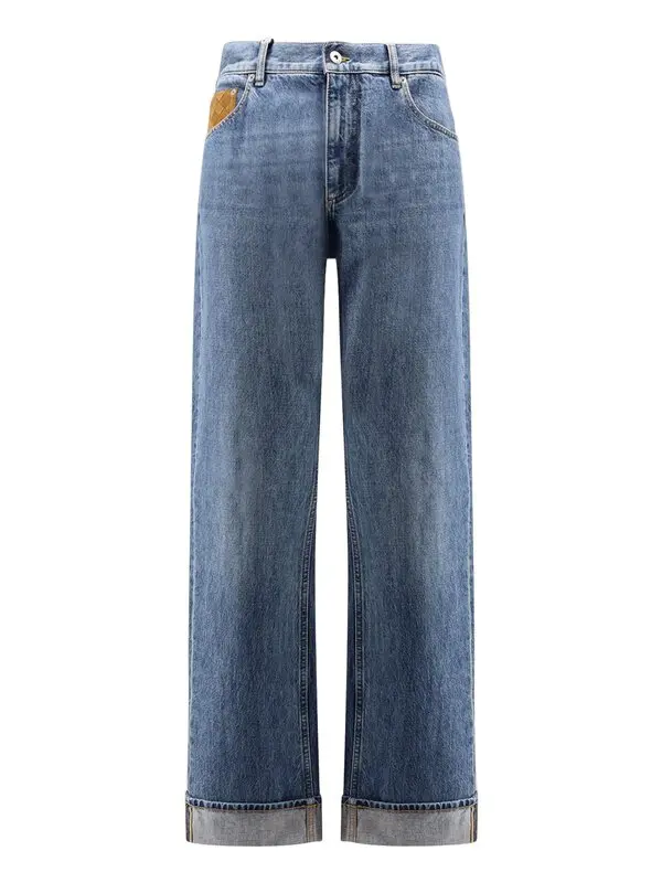 Bottega Veneta Wide Leg Jeans With Turn Up - Multicolor