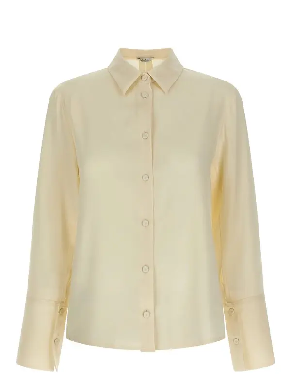 Max Mara Mxpvoliera Stretch Silk Crêpe De Chine Shirt - White
