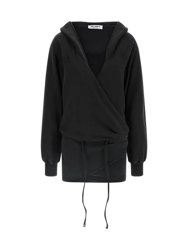 Attico Hooded Faded American Fleece Dress - Black