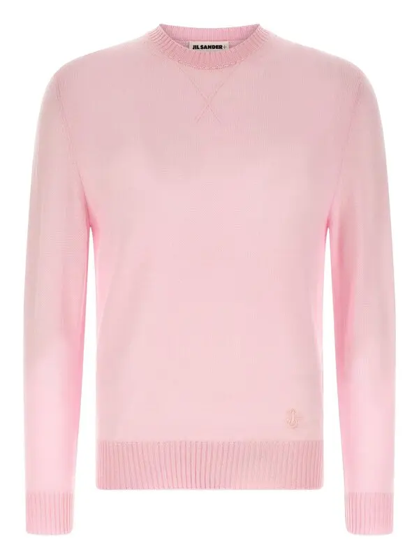 JIL SANDER Logo Embroidery Crew Neck Sweater - Pink