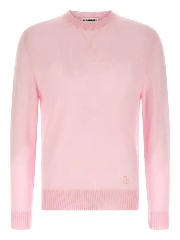 JIL SANDER Logo Embroidery Crew Neck Sweater - Pink