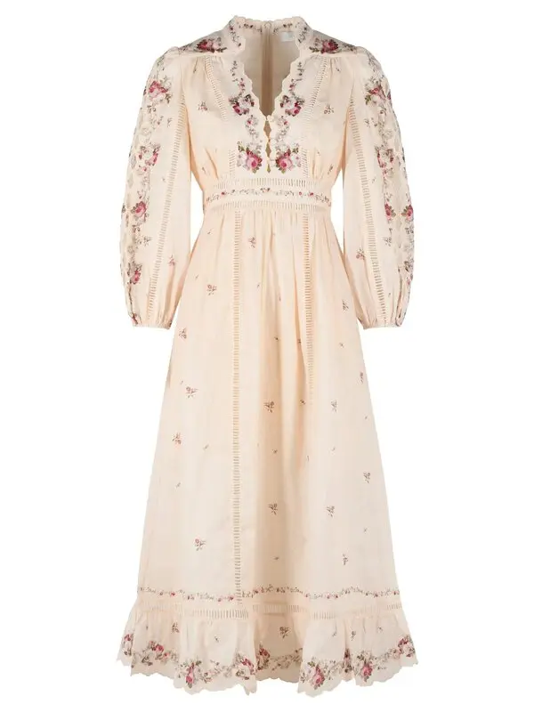 Zimmermann Patience" Long Linen Dress - Cream