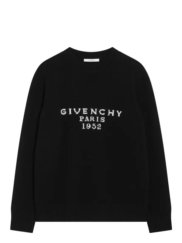 Givenchy Wool And Cashmere Crewneck Sweater With Contrast Logo - Black