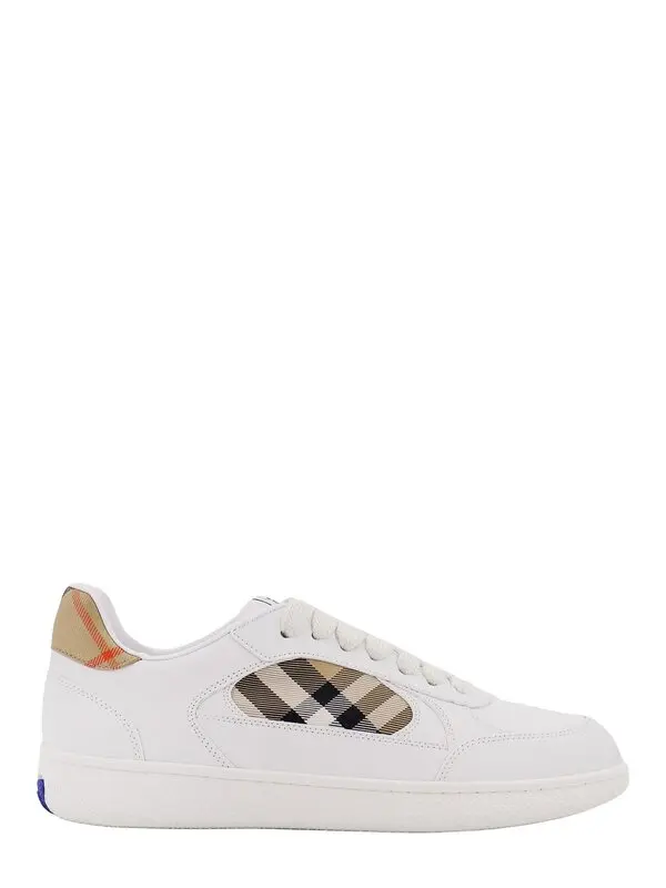 Burberry Low-top Leather Sneakers With Check Inserts - Multicolor