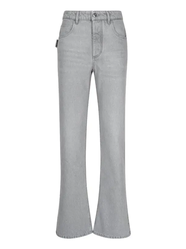 Bottega Veneta Light Grey Washed Denim Flared Jeans - Gray