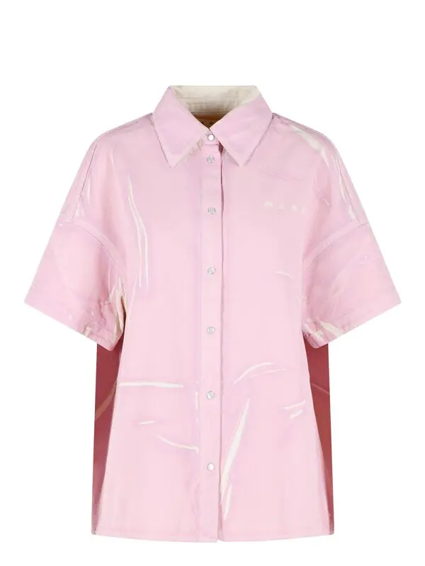 Marni Oversized Cotton Printed Shirt - Pink