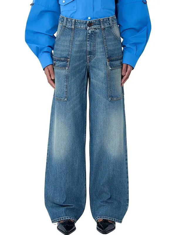 Miu Miu Wide-leg Cargo Denim Jeans - Blue