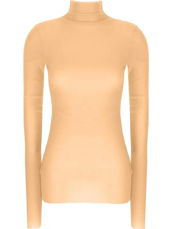 JIL SANDER Silk Turtleneck Top With Laser-cut Hem - Pink