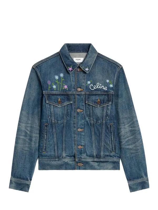 Celine Embroidered Denim Jacket - Blue