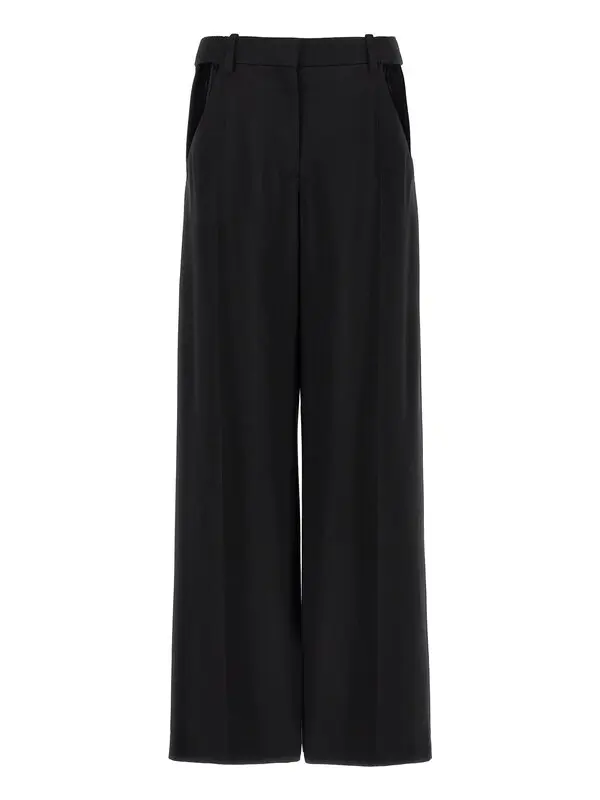 MUGLER Cut-out Detail Wide Leg Trousers - Black