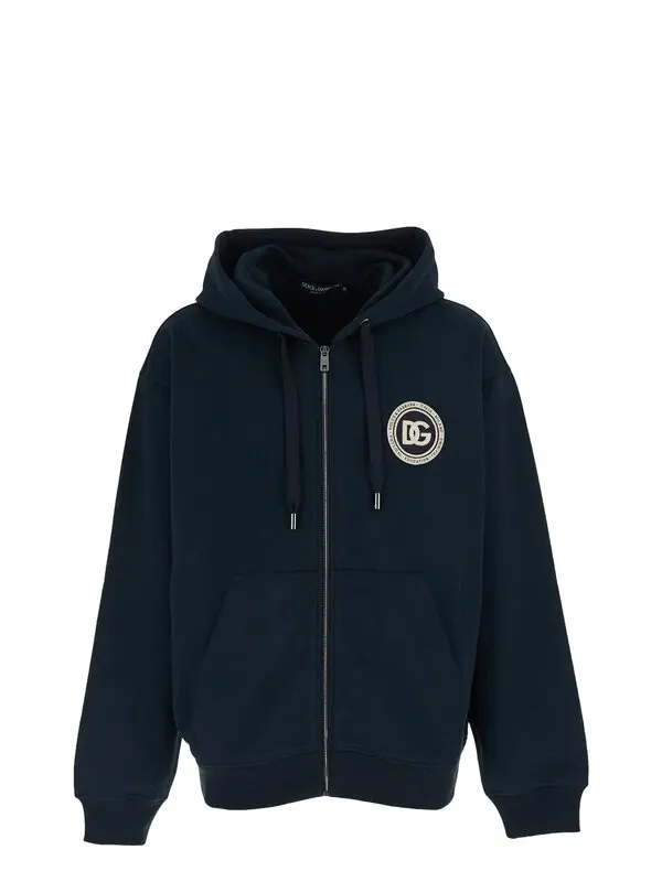 Dolce & Gabbana Cotton Hooded Sweatshirt With Logo Patch - Multicolor