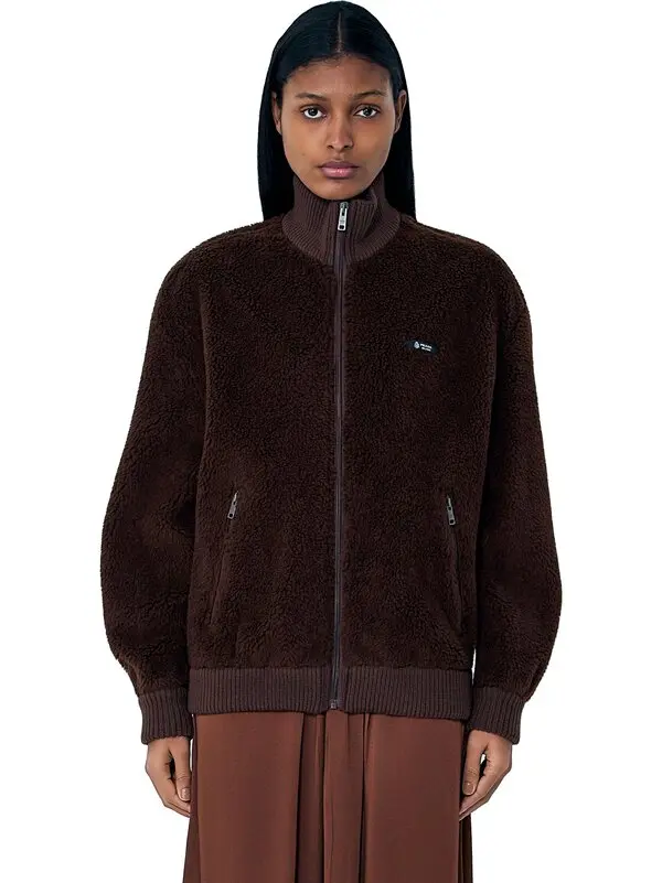 Prada High-neck Fleece Jacket - Brown