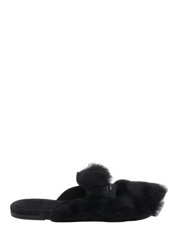 Dolce & Gabbana Fur Sheepskin Slippers - Black