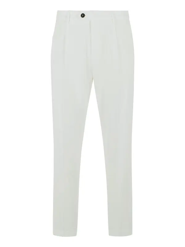 Eleventy Cotton Pants With Pleats And Welt Pockets - White