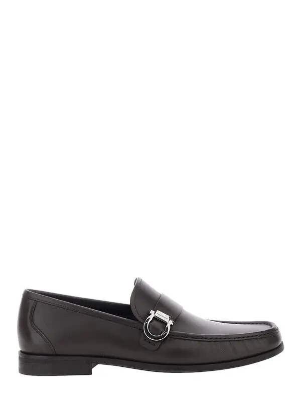 FERRAGAMO Leather Loafers With Gancini Detail - Multicolor