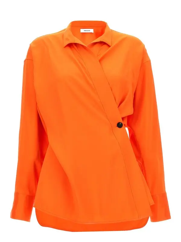 FERRAGAMO Asymmetrical Satin Shirt - Orange