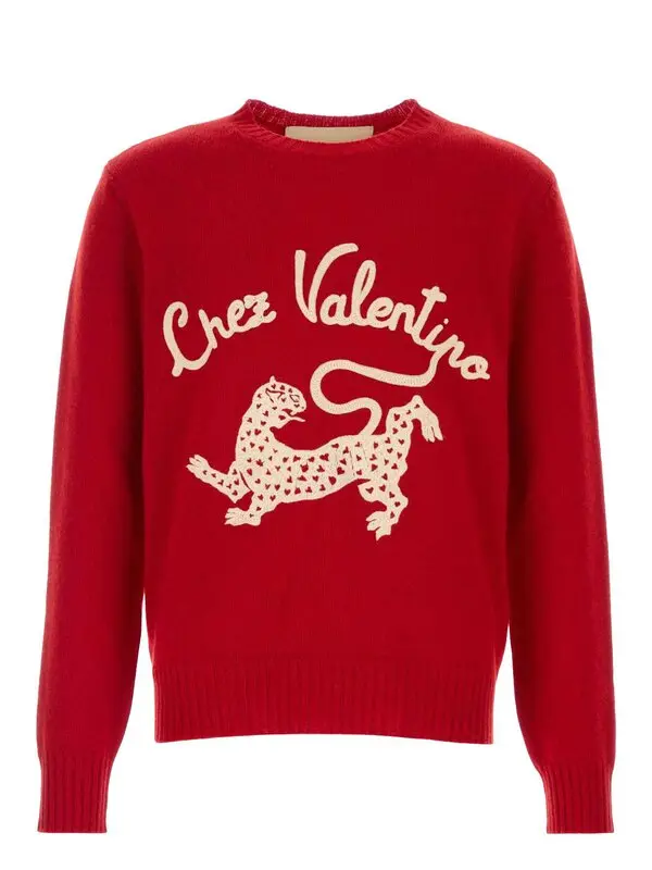 Valentino Garavani Wool Crew Neck Sweater - Red