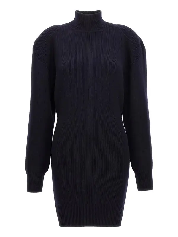 Stella McCartney High Neck Long Sleeve Knit Dress - Blue