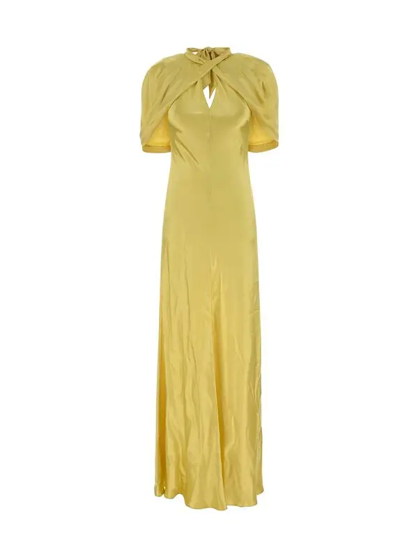 Alberta Ferretti Satin Long Dress - Yellow