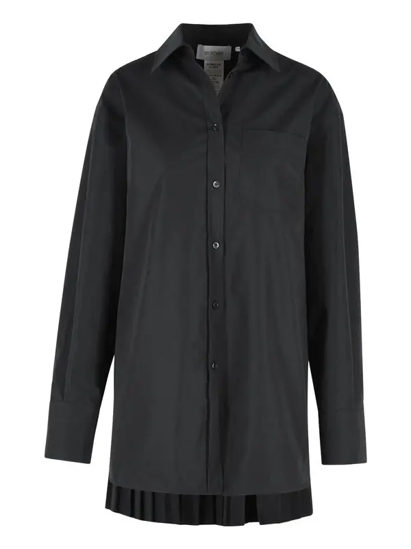 Sportmax Cotton Blend Shirt Dress With Decorative Chain Belt - Black