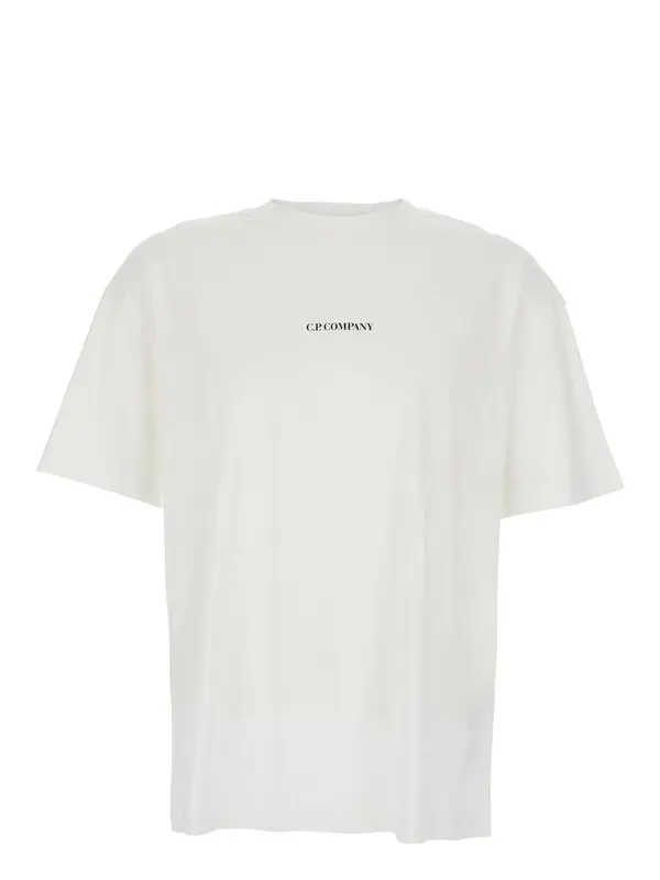 C.P. COMPANY White Crewneck T-shirt With Logo Detail On The Front And Logo On The Rear In Cotton - Multicolor