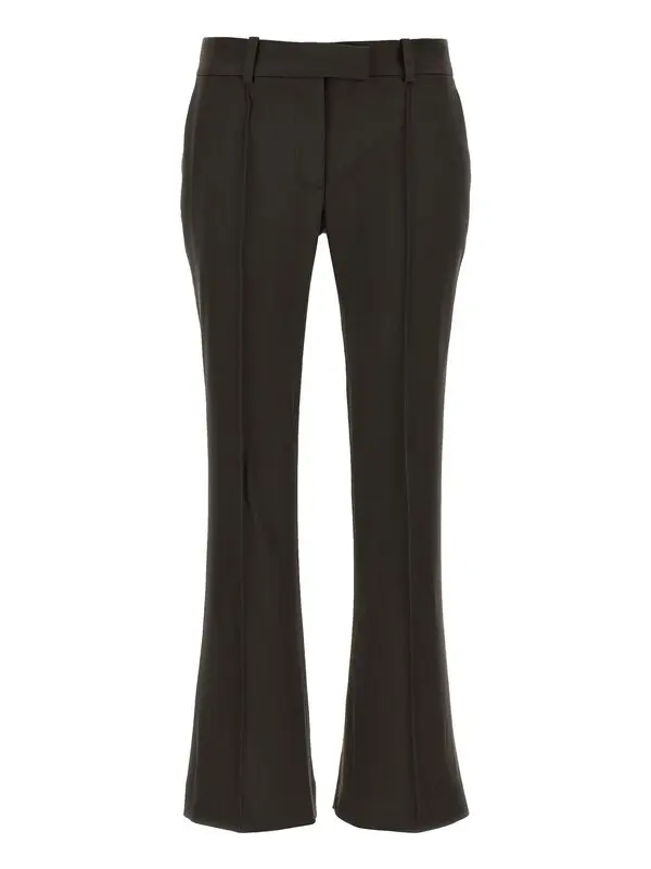 Attico Cropped Flared Wool Gabardine Trousers - Brown