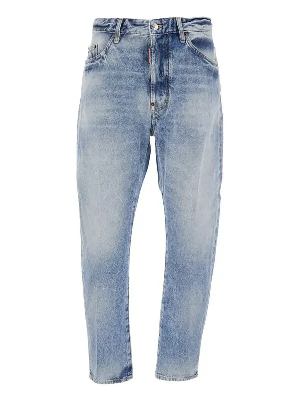 Dsquared2 Light Wash Denim Jeans With Rear Logo Patch - Multicolor