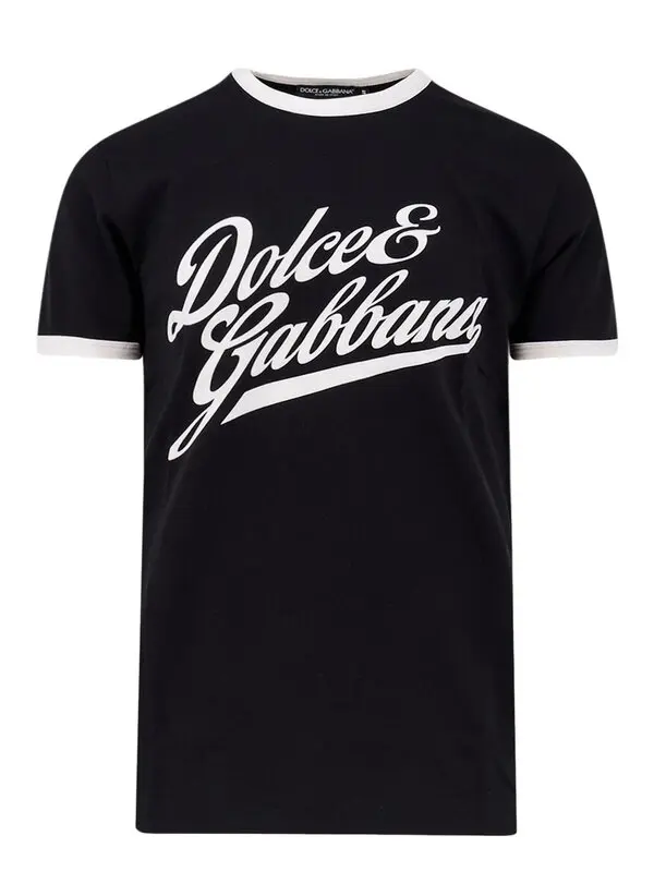 Dolce & Gabbana Cotton T-shirt With Flocked Logo Print - Multicolor