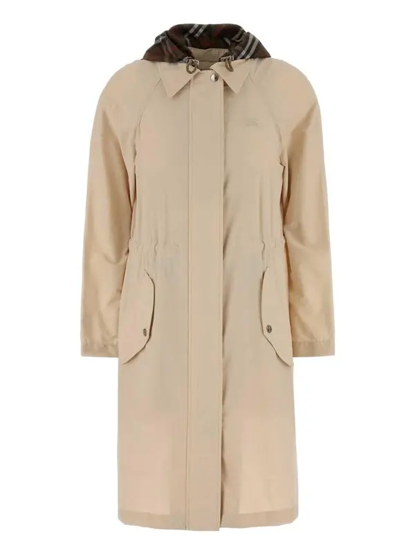 Burberry Cream Stretch Nylon Parka Coat - Yellow