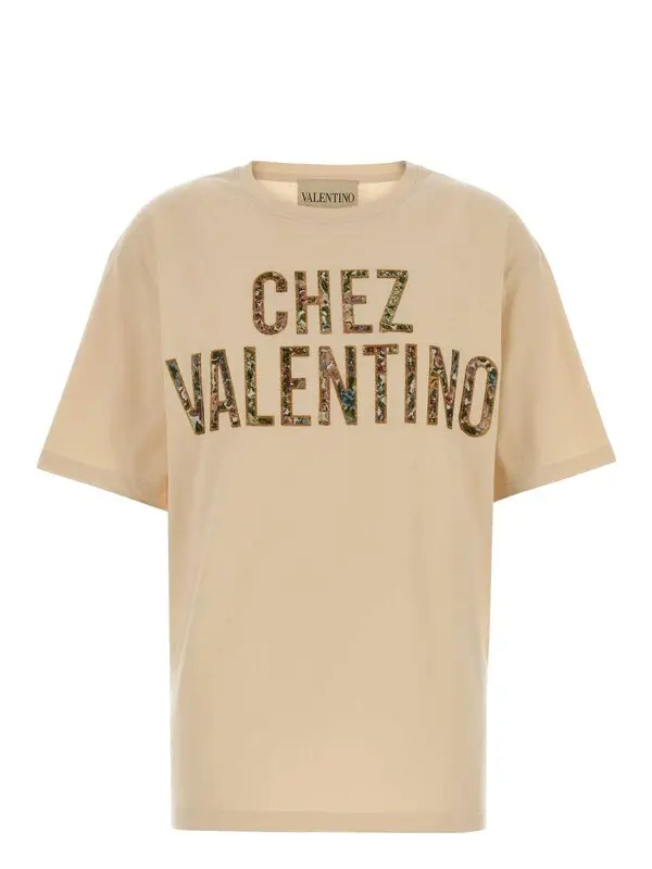 Valentino Garavani Cotton T-shirt With Logo Detail - Brown