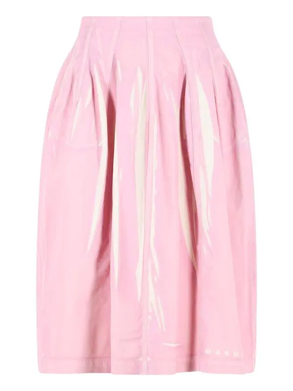 Marni Cotton Skirt With Side Slit Pockets - Pink