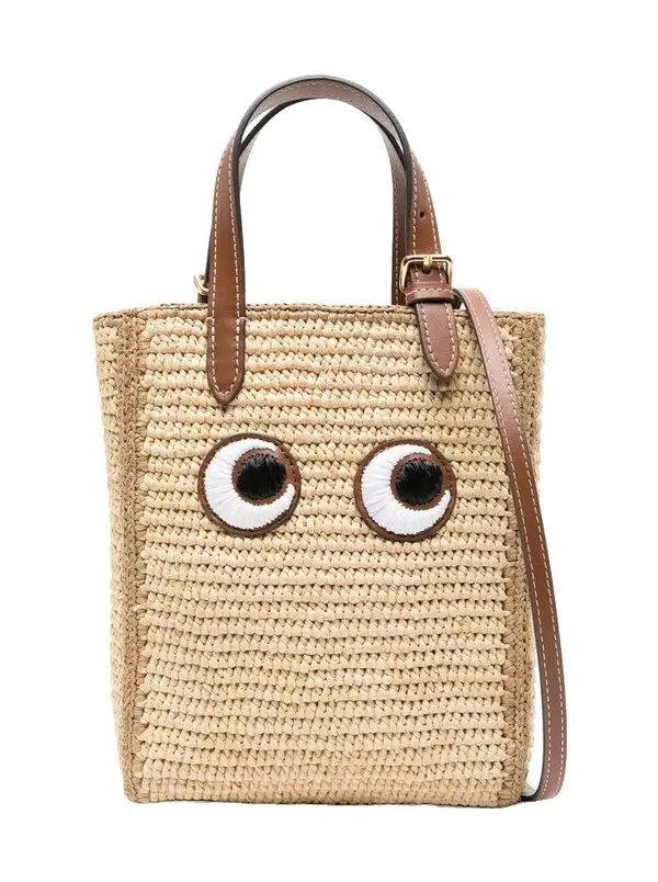 ANYA HINDMARCH Woven Raffia Satchel Bag - Cream
