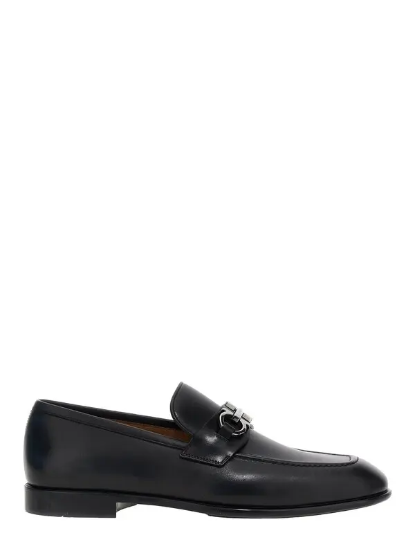 FERRAGAMO Foster Loafers With Metal Detail - Black