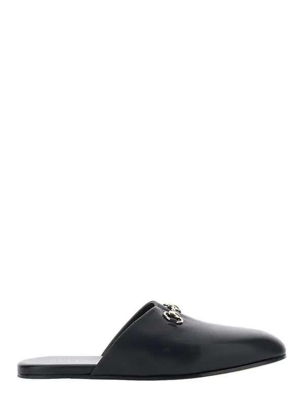 Gucci Mule With Horsebit Detail In Smooth Leather - Black