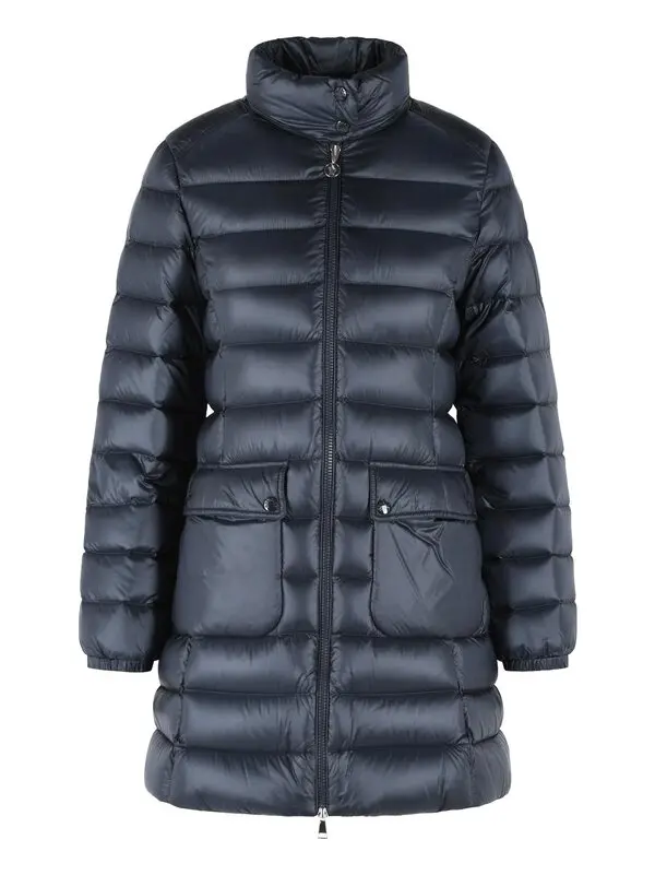 Moncler Long Navy Polyamide Down Jacket - Blue
