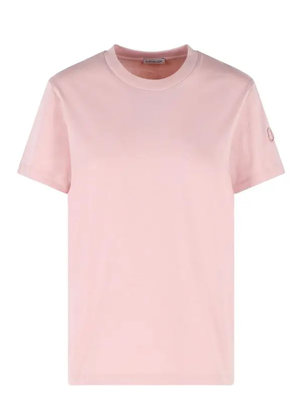 Moncler Cotton T-shirt With Embossed Logo - Pink