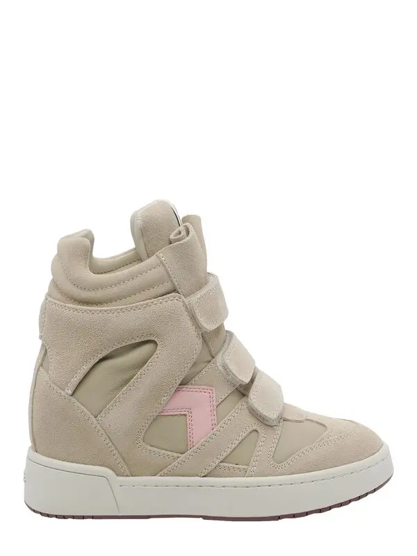 Isabel Marant Étoile High-top Sneakers With Velcro Closure And Concealed Wedge - Cream