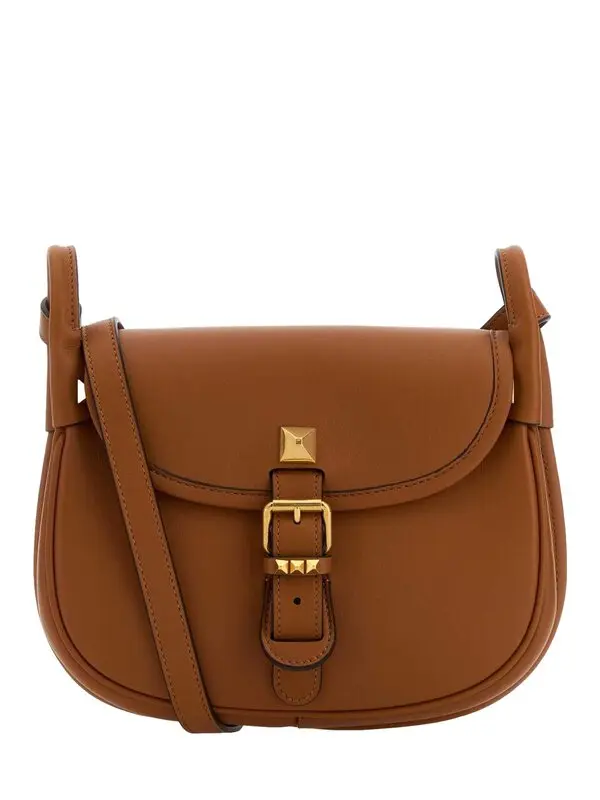 Valentino Garavani Calf Leather Crossbody Bag - Brown