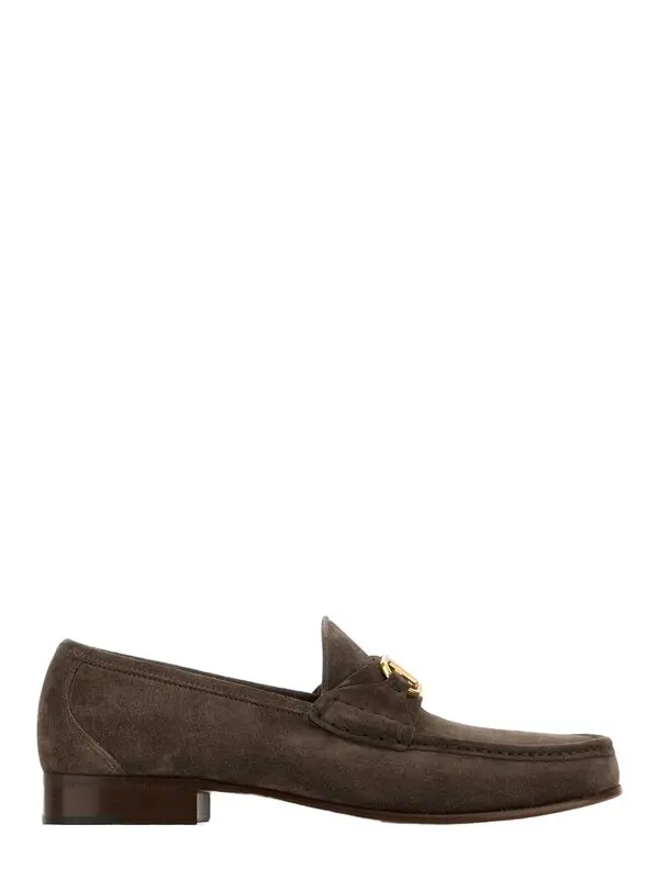 Valentino Garavani Suede Loafers With Horsebit Detail - Brown
