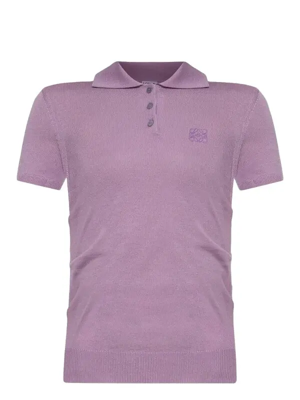 Loewe Cashmere And Silk Blend Polo Shirt - Purple