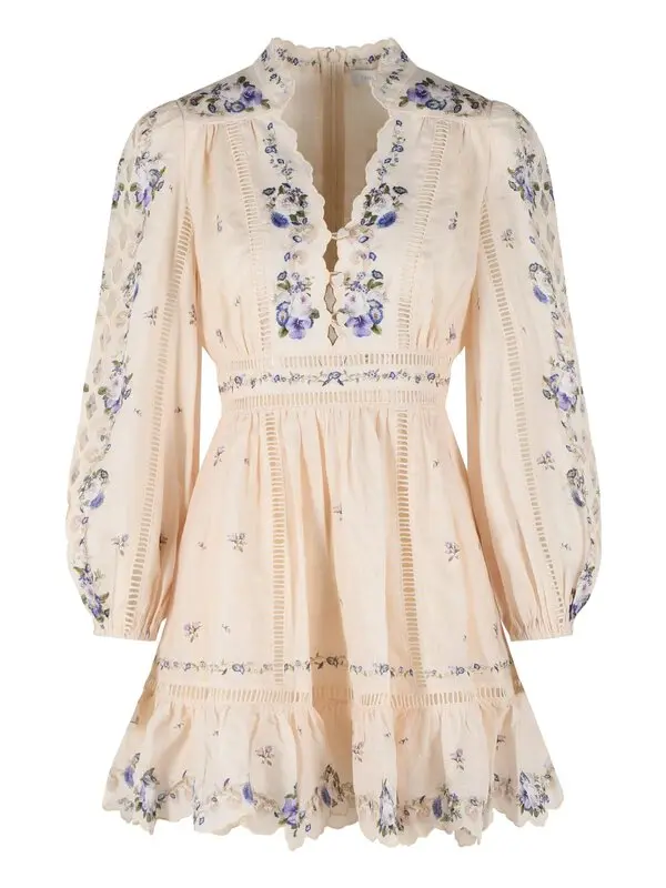Zimmermann Patience Peach Linen Dress - Cream