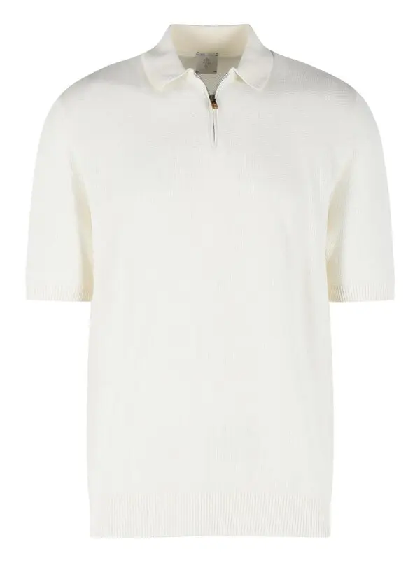 Eleventy Ivory Cotton Polo Shirt - White