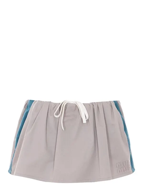 Miu Miu Gathered Mini Skirt With Contrast Piping - Gray