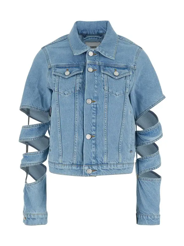 Coperni Denim Jacket With Spiral Cut-out Sleeves - Multicolor